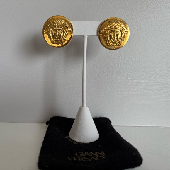 Versace | Jewelry | Vintage Gianni Versace Medusa Coin Clip On Earrings ...